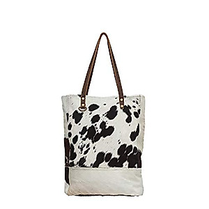 Myra Bag Genuine Leather with Black & White Cowhide Shoulder Bag S-0708