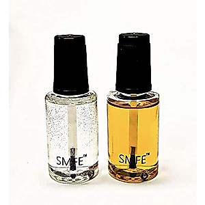 SMFE 20ml Plastic Empty Refillable Nail Polish Touch Up Bottle with Mixing Marble, Conservation Insert and Brush Top, Pack of 2