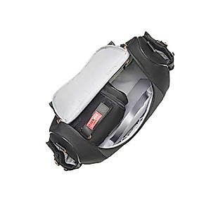 Poppy Luxe Black Scuba Shoulder and Stroller Bag with Rose Gold Hardware by Storksak | Universal Fit, Large Storage Capacity, Water Resistant Converting Diaper Backpack with Integrated Accessories