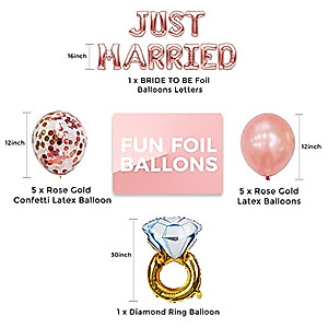 Just Married Decorations Wedding Decorations Set – Wedding Balloons Decorations – Just Married Balloons Just Married Banner – Wedding Party Decorations Congratulations for Bridal Shower Party
