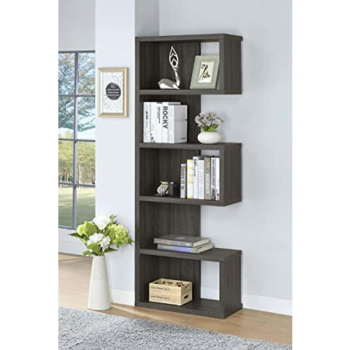 Coaster Home Furnishings Joey 5-Tier Bookcase Weathered Grey