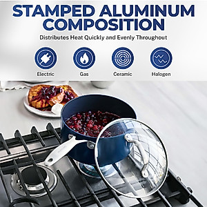 GRANITESTONE 20 Pc Kitchen Pots and Pans Set Non Stick Cookware Set, Kitchen Cookware Sets, Granite Nonstick Cookware Set, Diamond Coated Non Toxic Cookware Set, Oven & Dishwasher Safe - Blue