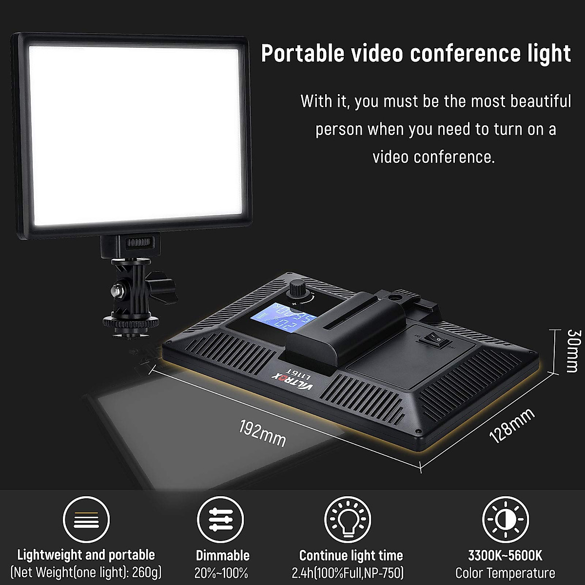 VILTROX 2 Sets Photography LED Video Light Lamp with Bi-Color 3300K-5600K, HD LCD Display Screen, CRI 95 for DSLR Table Photo Studio with Tripods Ultra-Thin Panel Camera Light for Video YouTube