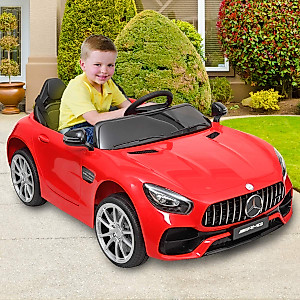 TOBBI 12V Kids Ride On Car Mercedes Benz Licensed Kids Electric Car with Remote Control, MP3, Radio, 3 Speeds for Boys Girls Red