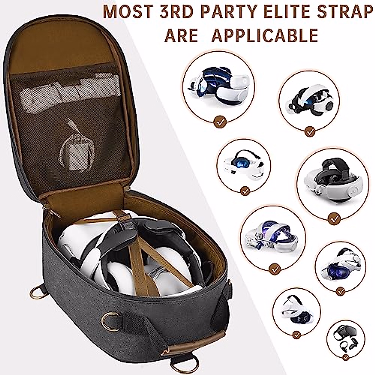 SMRITI Hard Carrying Case Compatible with VR Elite Strap Battery Version Virtual Reality Headsets and Touch Controllers Accessories, Large Portable Protection Backpack for Travel and Home Storage