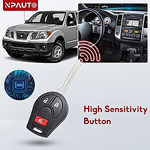 NPAUTO Key Fob Replacement for Nissan Versa Juke Rogue Sentra Titan Armada Cube Frontier NV 2008-2015 | Infiniti FX35 FX45 2003-2008 Keyless Entry Remote Uncut Ignition Key Fob (CWTWB1U751, Pack of 2)