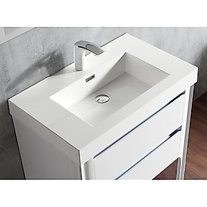 Dowell 30" Bathroom Sink,Single Bowl Vanity Basin,Rectangular Drop-In Bathroom Sink with Overflow,White-000 3018BP