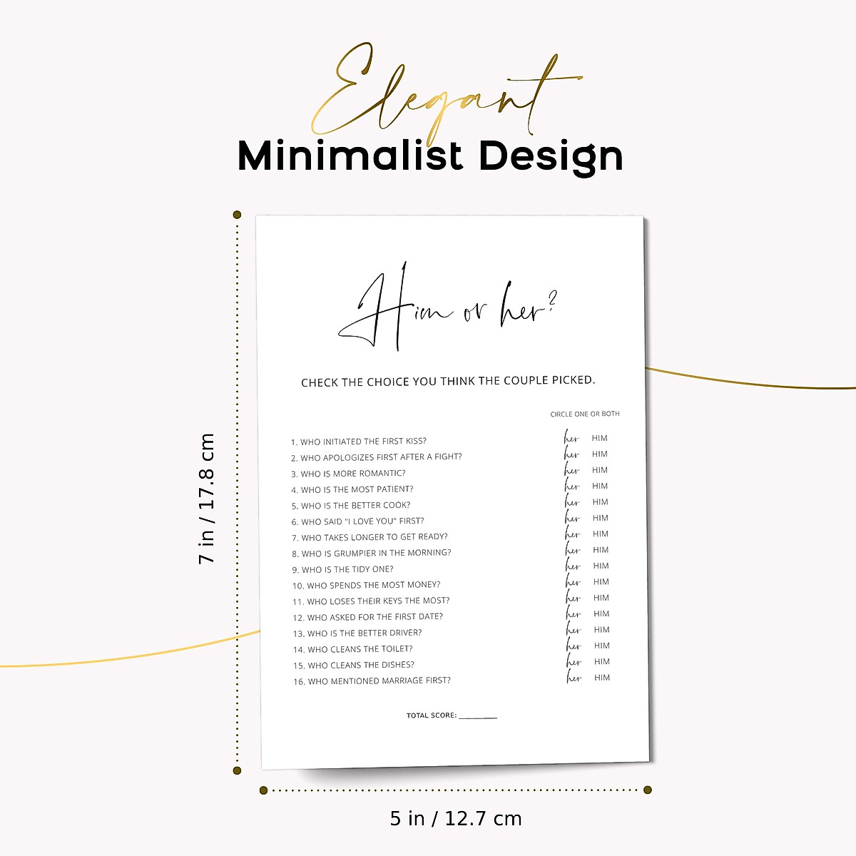 GardenCity Bridal Shower Games For 50 Guests, 4 Games + Advice and Wishes - Double Sided Cards - Minimalist