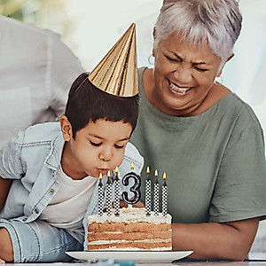 13pcs Racing Cars Themed Birthday Candles, Black and White Checkered Race Car Candles Birthday Cake Numeral Candle Cake Topper for Party Decoration Baby Shower Party Supplies (Number 3)