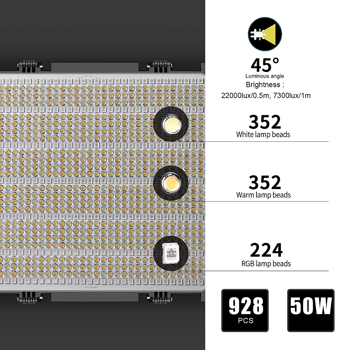 GVM 1200D RGB LED Video Light, 50W Video Lighting Kit with APP Control, 3200K-5600K Photography Lighting kit for Studio, Aluminum Alloy Shell,CRI 97