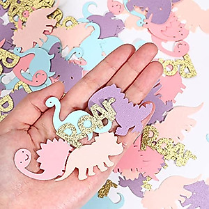 240 Pieces Girl Dinosaur Confetti Table Scatter for Dino Theme Birthday Party Cute Dinosaur Confetti Table Decoration Arts Crafts DIY Baby Shower Birthday Party Supplies Decorations for Little Kids