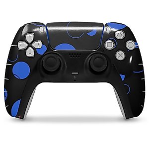 WraptorSkinz Skin Wrap compatible with Sony PS5 DualSense Controller Lots of Dots Blue on Black (CONTROLLER NOT INCLUDED)