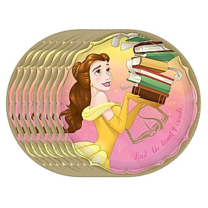 Belle Disney Princess Birthday Party Supplies Bundle Pack includes Lunch Paper Plates and Lunch Paper Napkins (Bundle for 16)