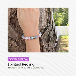Trans Bracelet Handmade | 8mm Natural Semi Precious Reiki Healing Stones | Easy-On/Easy-Off Band