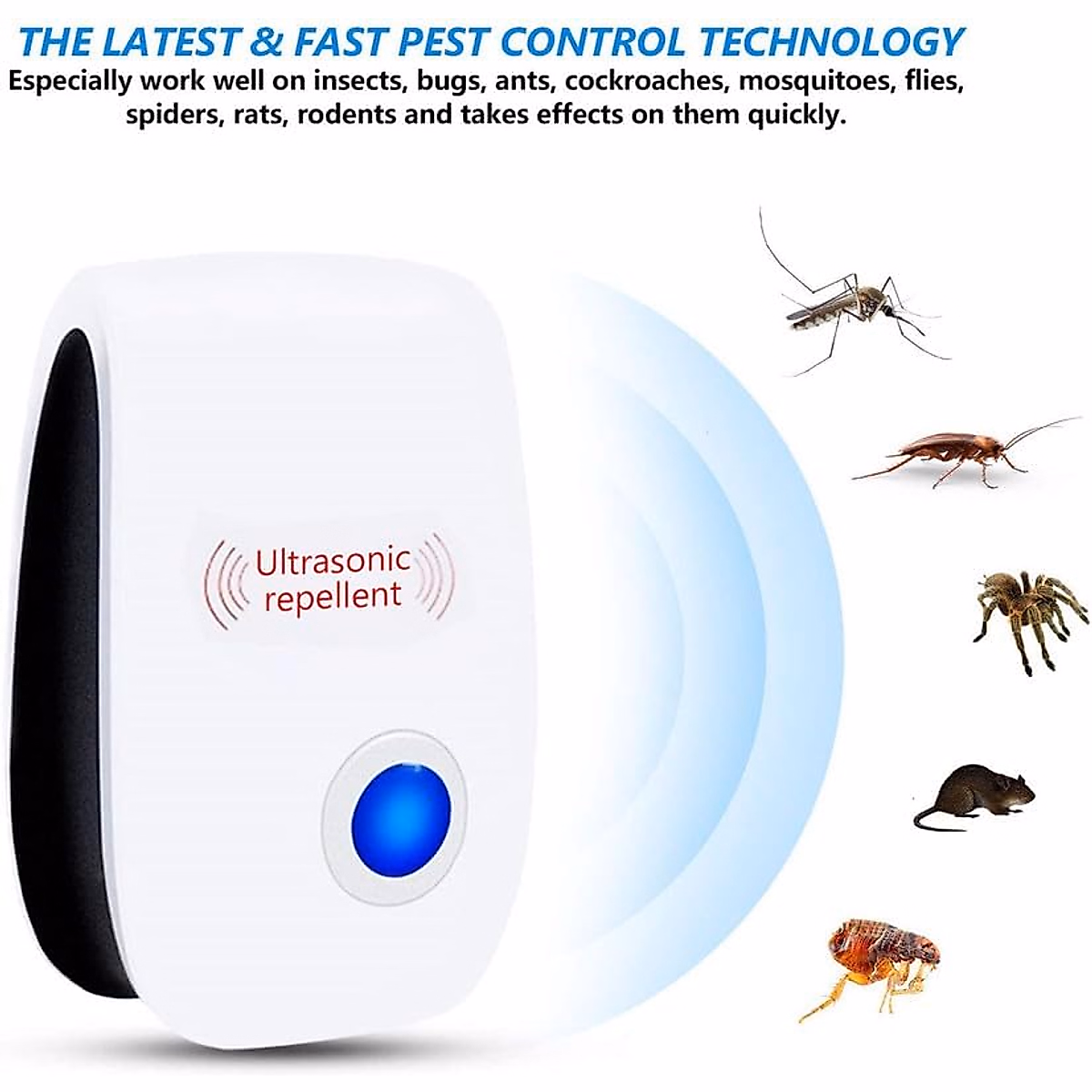 Utrasonic Pest Repeller 6 Pack Pest Control Repellent Indoor for Mosquito,Mice,Roach,Spider,Insects,Rat,Flea