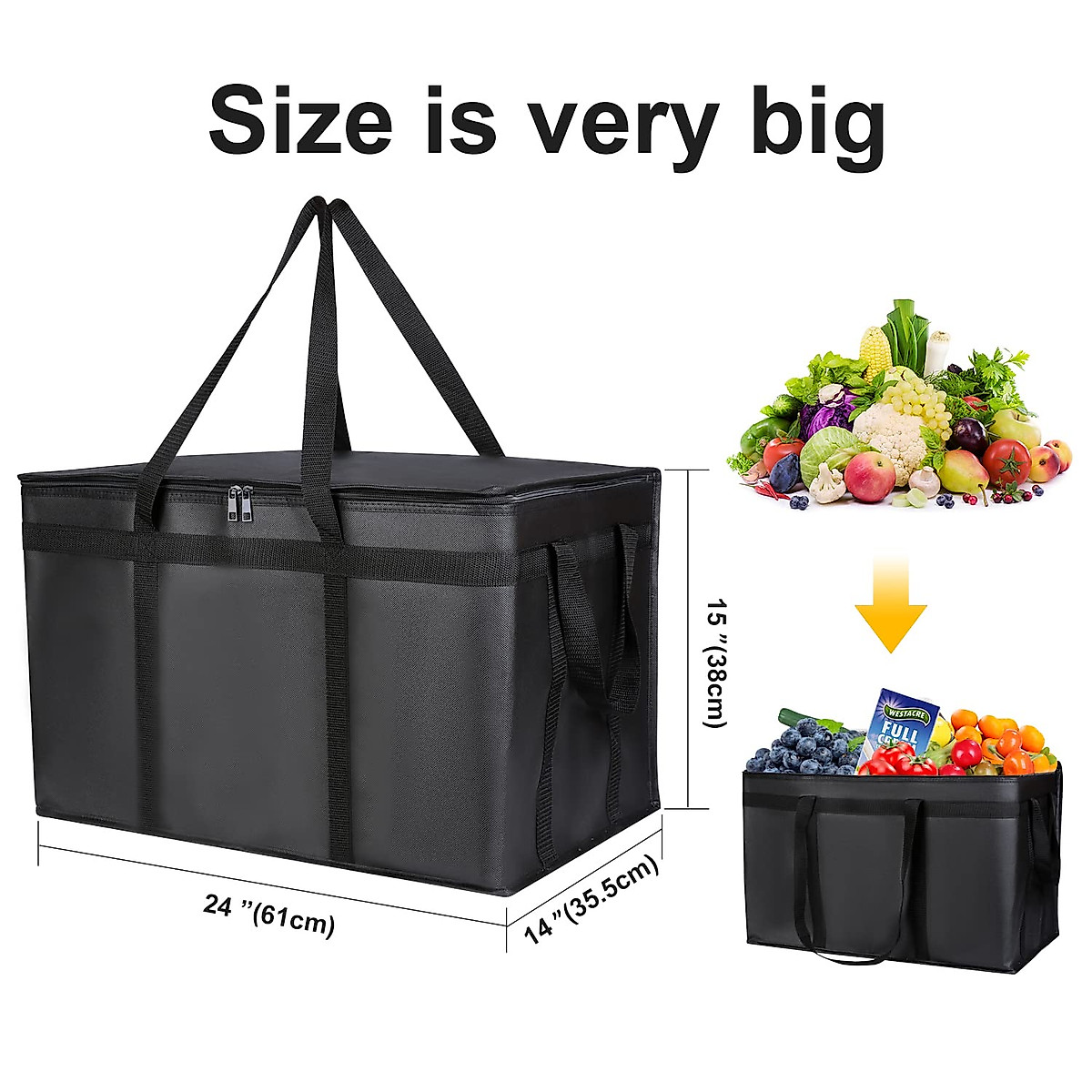 musbus Insulated Food Delivery Bag Cooler Bags Keep Food Warm Catering Therma for doordash Catering cooler bags insulated catering bag 22x14x13 therma catering shopper accessories hot XL XXL Pizza