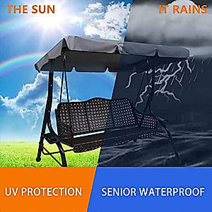 XYQSBY Outdoor Garden Swing Chair Canopy Cover Replacement Waterproof Anti-Uv Patio Swing Chair Seat Top Hammock Roof Cover of 3 Seaters for Sun Shade,Poolside,Red,195x125x15cm