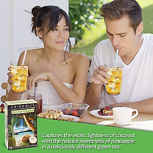 China Mist Iced Tea – Coconut Pineapple Green Tea Infusion – Refreshing and Delicious – Each Tea Bag Yields 1/2 Gallon – 4 bags.