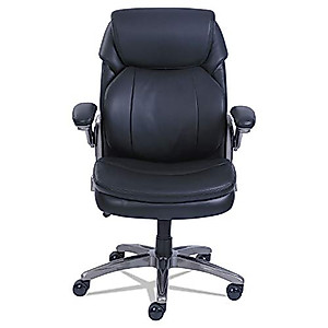 SertaPedic Cosset Mid-Back Executive Chair, Supports Up to 275 Lb, 18.5" to 21.5" Seat Height, Black Seat/Back, Slate Base