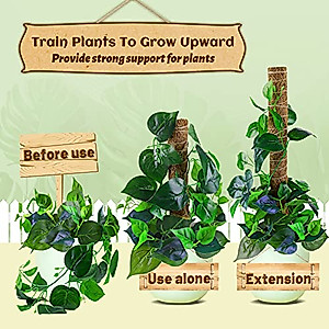 90 Inch Moss Pole for Plants Monstera, 6 Pcs Plant Pole for Climbing Plants - 16.5" and 20.5" Coir Totem Pole Monstera Stake, Moss Sticks for Indoor Plants Support Creepers Extension, with Garden Ties