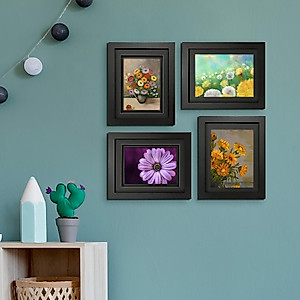 LUCKYLIFE 5x7 Picture Frame Black Wood with Double Black Mat for Tabletop or Wall, Set of 2