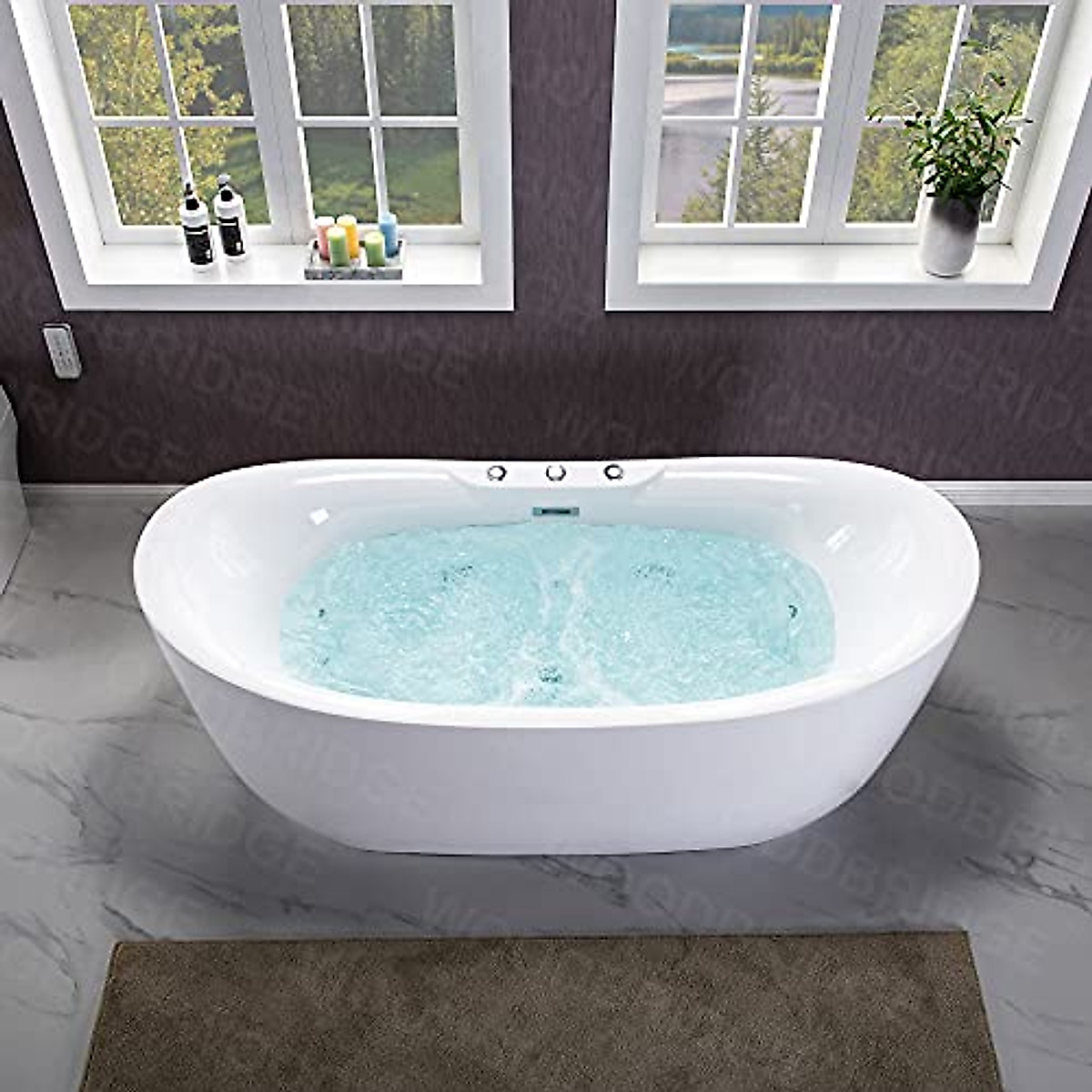 WOODBRIDGE 71" x 31 1/2" Whirlpool Water Jetted and Air Bubble Freestanding Bathtub , B0034