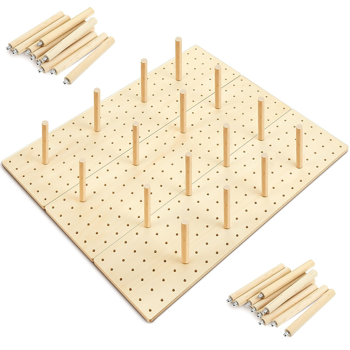 Kigley 3 Pcs Wood Pegboard Drawer Organizer with 32 Pegs Wooden Peg Board Drawer Shelf Organizer Adjustable Peg System for Dishes Plate Pot Container Cookware Utensil Kitchen(20.98 x 5.91 in)