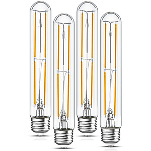 Sphoon Tubular Light Bulb 7.3 Inch Dimmable T10 LED Bulb E26 6W 60 Watts Edison Bulbs 2700K Solf White,185mm Long for Wall Sconces, Pendant, Livingroom, 4-Pack