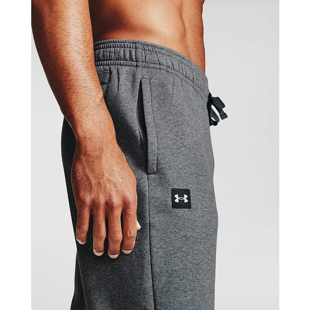 Under Armour Mens Rival Fleece Pants , Pitch Gray Light Heather (012)/Onyx White , X-Large