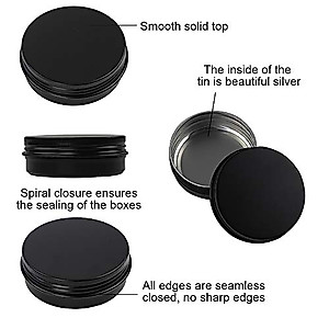 Moretoes 36 Pack Tins, 2 Oz Metal Round Balm Tins, Black Tins Aluminum Cans, Empty Containers with Screw Lids for Salve, Spices or Candies