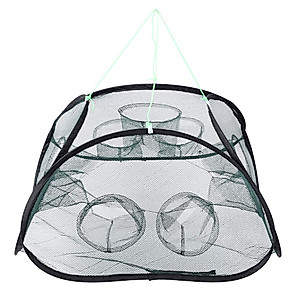 Folded Fishing Trap, Foldable Fish Minnow Crab Crayfish Crawdad Shrimp Net Trap Cast Net Dip Cage Collapsible Easy Use Fishing Accessories(9驴脳), Fishing Tools Net Folding Hand Throw Catch Fish Tra