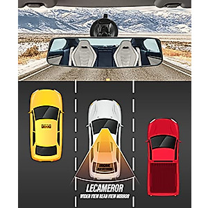 ESEWALAS Suction Cup Rear View Mirror,Anti-Glare HD Car Interior Rearview Mirror with Adjustable Suction Cup,Universal Thickened Inside Rearview Mirror, Car Mirror for RV Marine Auto (White)