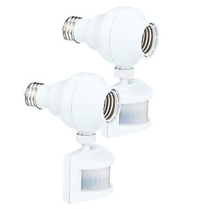Westek Screw in Motion Sensor Light Socket for Outdoor Lighting, 2 Pack - This Motion Sensor Light Socket Adapter Turns On Lights When Movement is Detected, 20ft Distance - (OMLC163BC)
