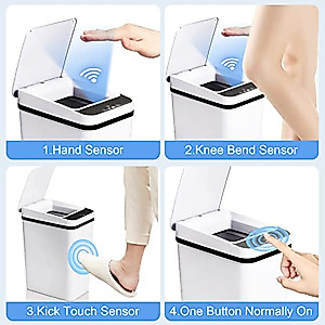 Anborry Bathroom Smart Touchless Trash Can 2.2 Gallon Automatic Motion Sensor Rubbish Can with Lid Electric Waterproof Narrow Small Garbage Bin for Kitchen, Office, Living Room, Toilet, Bedroom, RV