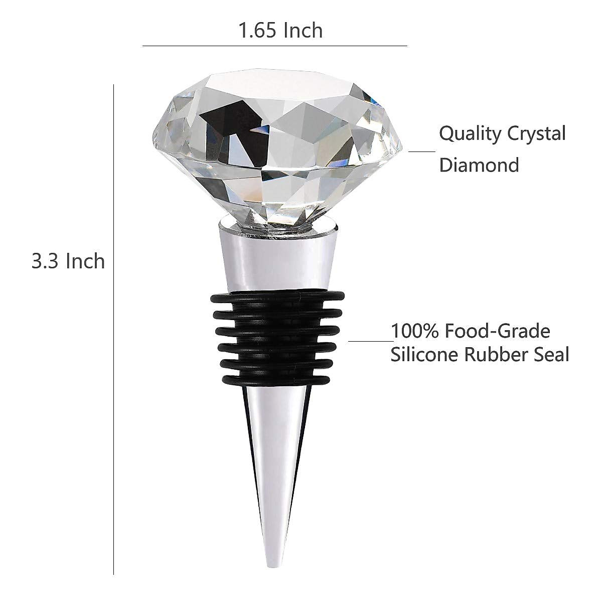 Wine Stoppers, Decorative Crystal Diamond Wine Bottle Stoppers with Gift Box Beverage Reusable Wine Corks Plug Keep Fresh Set of 3 Diamonds