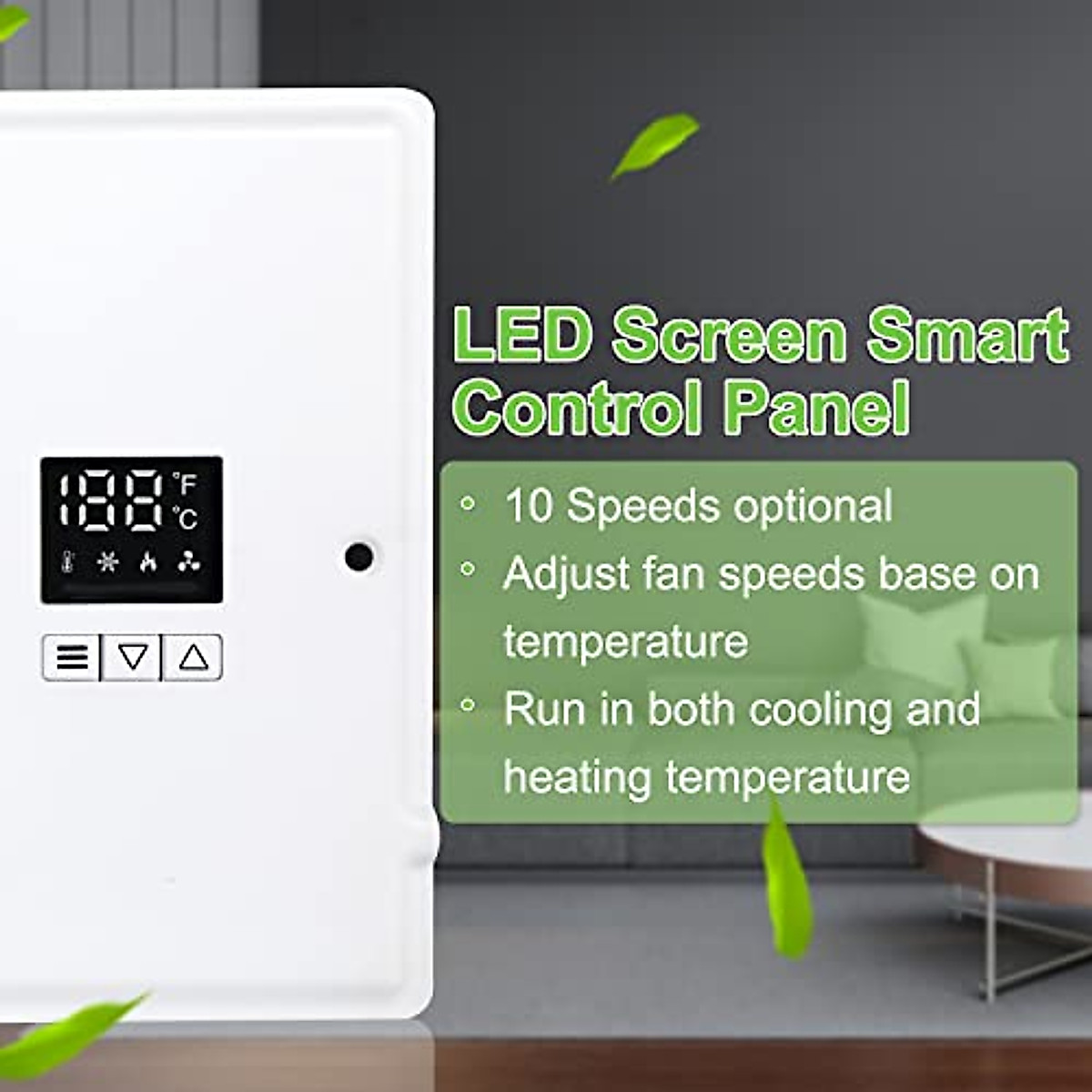 InfiniPower 10 Inch Register Booster Fan with Thermostat, High Velocity Ventilation Fans with 10 Gear Wind Speed Switch and High Precision Thermal Probe, White