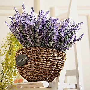PASYOU 6Pcs Artificial Lavender, Plastic Flowers Plants Faux Simulation Wedding Indoor Outdoor Bridal Bouquet Home Garden Office Kitchen Bathroom Balcony Wedding Arrangement Decoration Purple