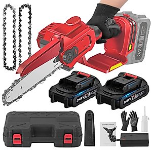 Mini Chainsaw Cordless 6 Inch BRUSHLESS Mini Chainsaw Battery Powered Chainsaw Kit, Small Handheld Cordless Chainsaw with Battery and Charger, 2.6lb Lightweight Portable Chainsaw for Tree Trimming