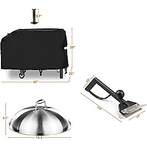 Uniflasy Griddle Cover for Blackstone 28'' Griddle Without Hood,for Most 2 Burner Flat Top Grill Griddle, Heavy Duty 600D Polyester Grilling Cover with Support Pole & Stainless Steel Melting Dome Lid