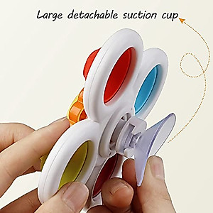 Outgeek Suction Cup Spinner Toys: 3PCS Kids Spinning Top Toys Baby Dimple Toy Sensory Toys Fidget Spinners Suction Cup Babies Bath Toys Gift Toys for Toddlers (Second Edition) (White)