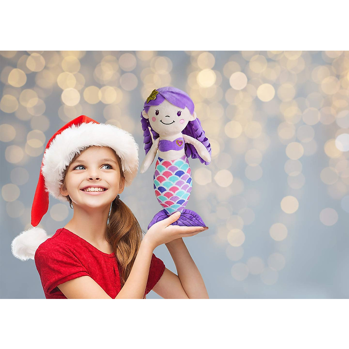 illuOKey Mermaid Doll for Girls, Mermaid Princess Plush, Soft and Snuggly Plush Animal, Lovely Bright Colors, Perfect for Nap Time, Sleep, Travel, Play Time, Birthday Present, 16 Inches