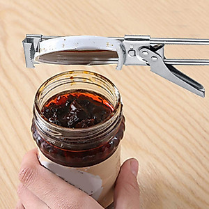 LIYJTK Bottle Opener, Manual Adjustable Stainless Steel Can Opener Bottle Jar Lid Gripper Kitchen Tool