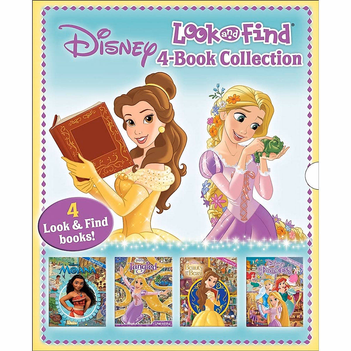 Disney Princess and Moana 4-Book Look and Find Collection with Slipcase PI Kids