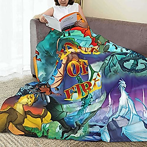 Sdyiohk Fantasy Novel Fire Dragon Cartoon Blanket – Personalized Print Throw Blanket – Cozy Soft Blanket for Provide Warm – 40"X50"