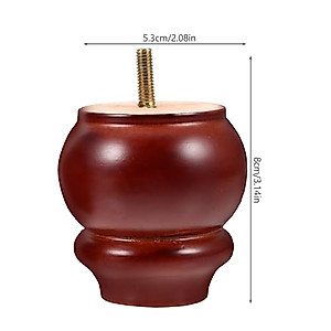 Homoyoyo Round Wood Furniture Legs 2pcs Gourd Shape Sofa Legs Leveling Couch Leg Chair Leg Wooden Leg Table Wooden Leg Soft Wooden Foot for Home Brown 8cm