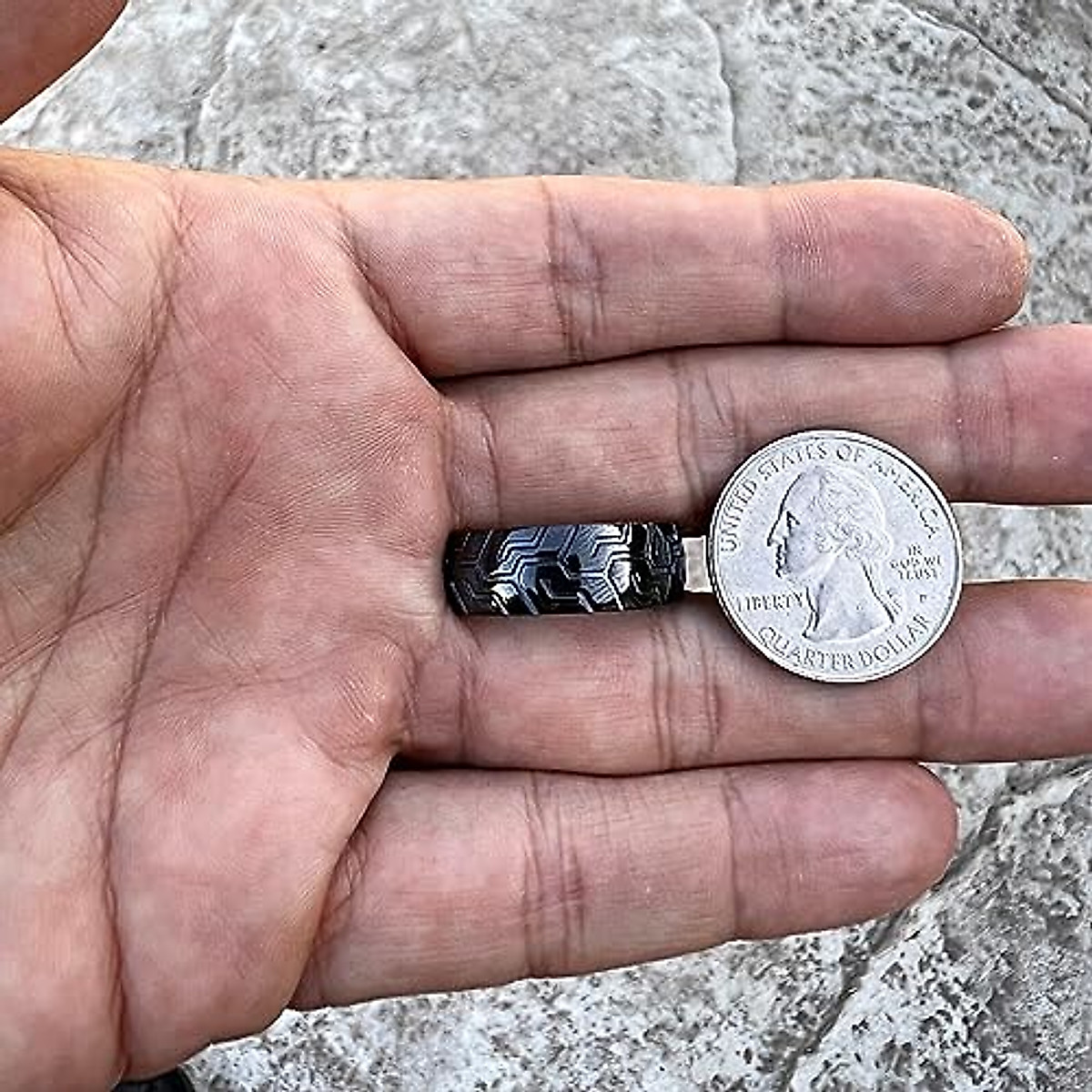 Men's Black Zirconium Metal Sports Car Biker Motorcycle Tire Tread Ring Size 4-15 (10)