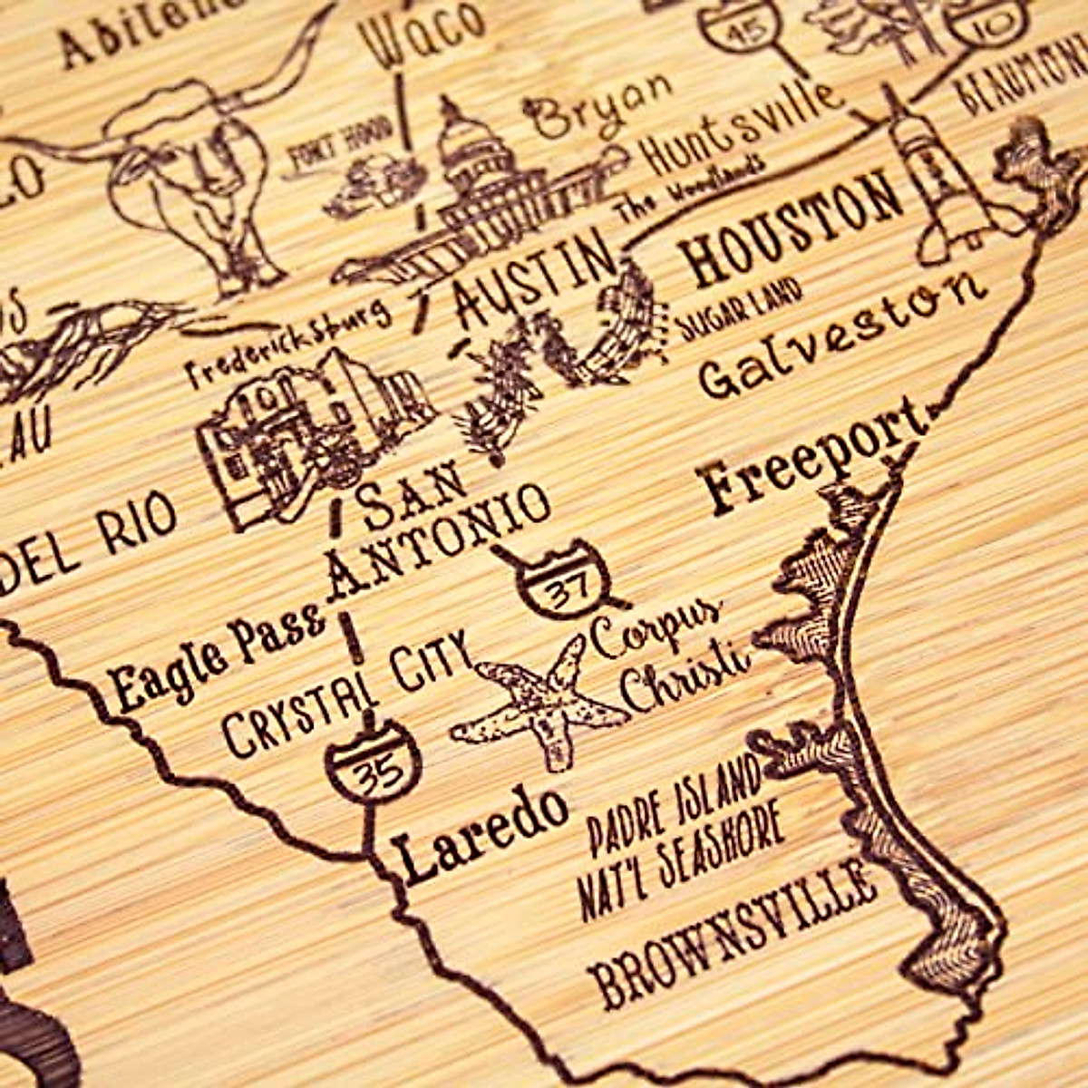 Totally Bamboo A Slice of Life Texas State Serving and Cutting Board, 11" x 8.75"