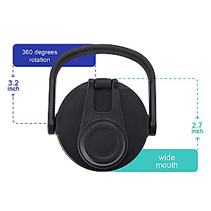 Bottle Bottle Wide Mouth Sports Cap Hydroflask Lid for 12 OZ, 18 OZ, 20 OZ, 32OZ, 40OZ Bottles Leak-Proof Twist Spout Replacement Lid with Handle (Black)