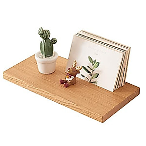 INMAN Floating Shelves for Wall 12 inches Natural Oak Wood Wall Shelves, Wall Mounted Solid Wood Shelf Display Storage Rack for Living Room, Bedroom, Kitchen, Bathroom Decor