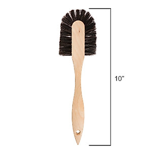 Redecker Oiled Beechwood Dish Brush with Curved Handle and Black Horsehair, 10-1/2-Inches Long, Made in Germany